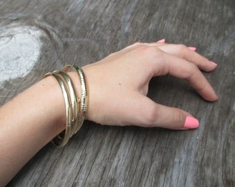 Yellow gold bangles | Etsy