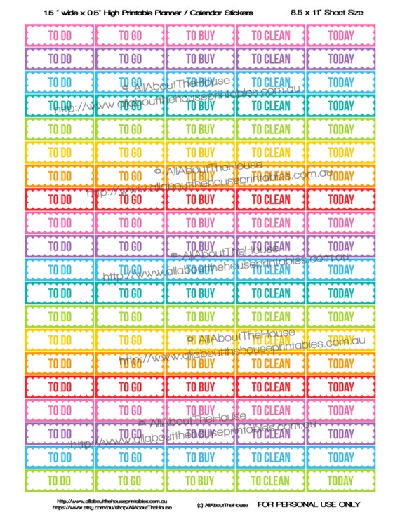 List Stickers planner printable 1.5w x 0.5h to do