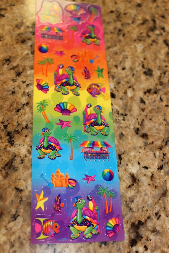 Vintage Lisa Frank Trendy Turtle Sticker Strip S297