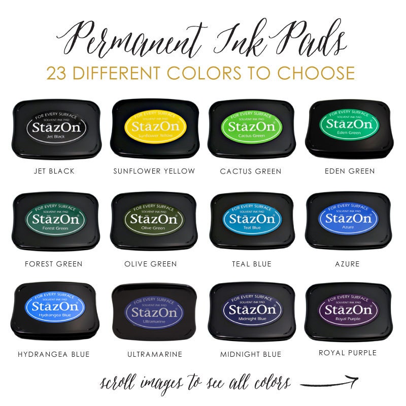 StazOn Permanent Ink Pads Rubber Stamp Pad 23 Colors to