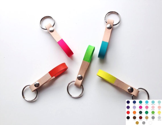 Custom Color Leather Keychain