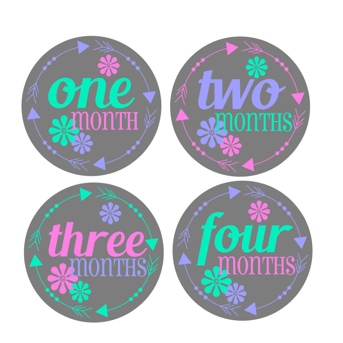 Girl Monthly Stickers / Monthly Baby Stickers Girl Month