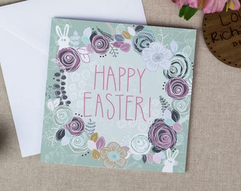 Easter Card Happy Easter Card Easter Bunny Card Plaid