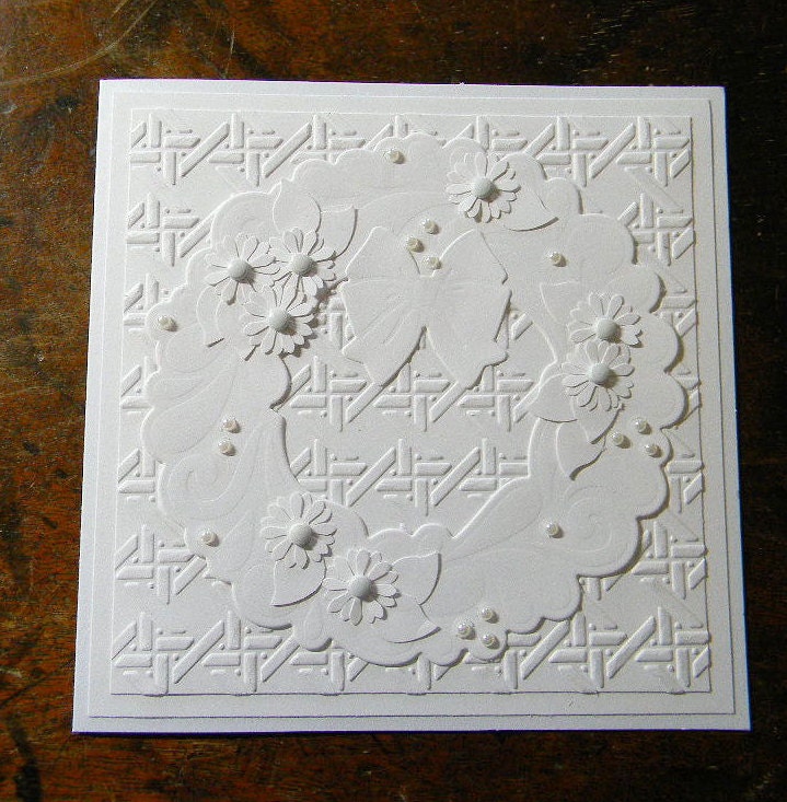 Embossed All Occasion Greeting Card White or Ivory Flower