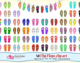 Pool Party Flip Flops Digital Clip Art Personal and