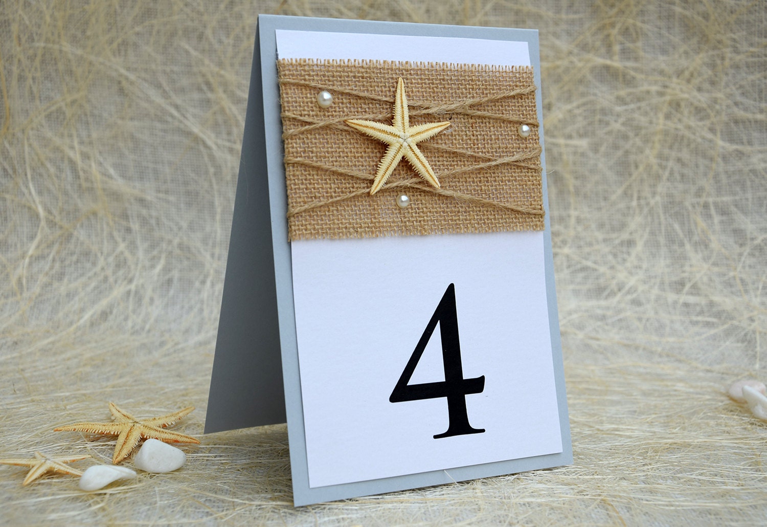 Beach Table Number Burlap Wedding Table Number Escort Cards
