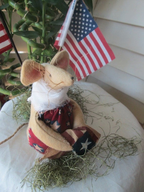 Large Handmade Mouse Patriotic Garden Mouse Handmade Folk