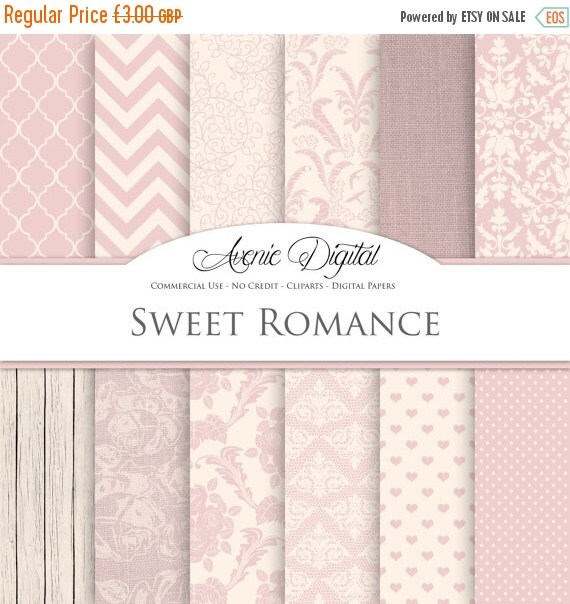 SALE Antique Pink Wedding Digital Paper. by AvenieDigital on Etsy