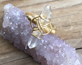 Quartz crystal ring | Etsy