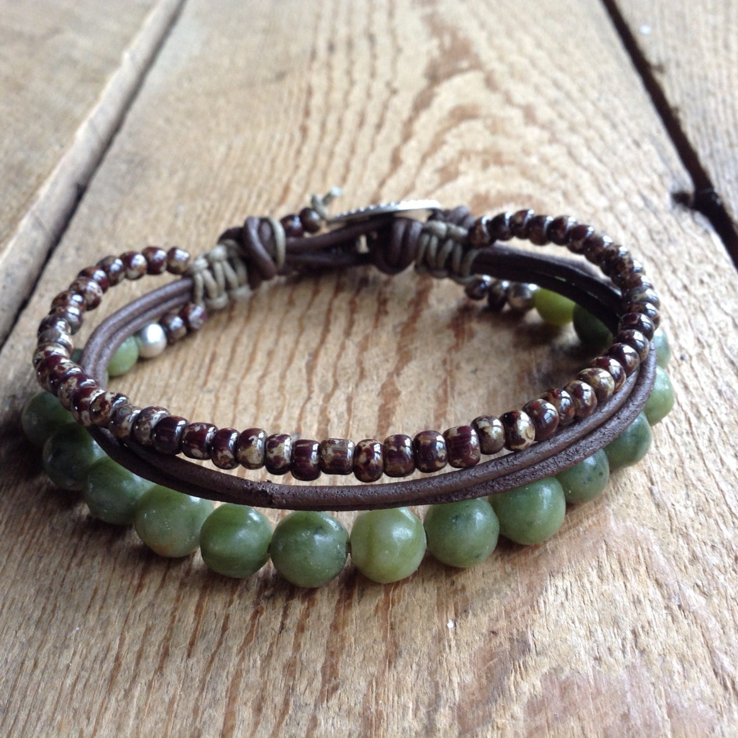 16 Jade Bohemian Bracelet Womens Jewelry Boho Chic Beaded Boho