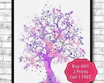 BLACK FRIDAY SALE 20% Off Tree 2 Watercolor print Pink Tree poster ...