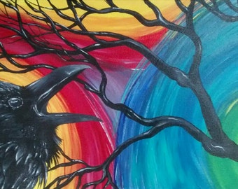 Psychedelic crow | Etsy