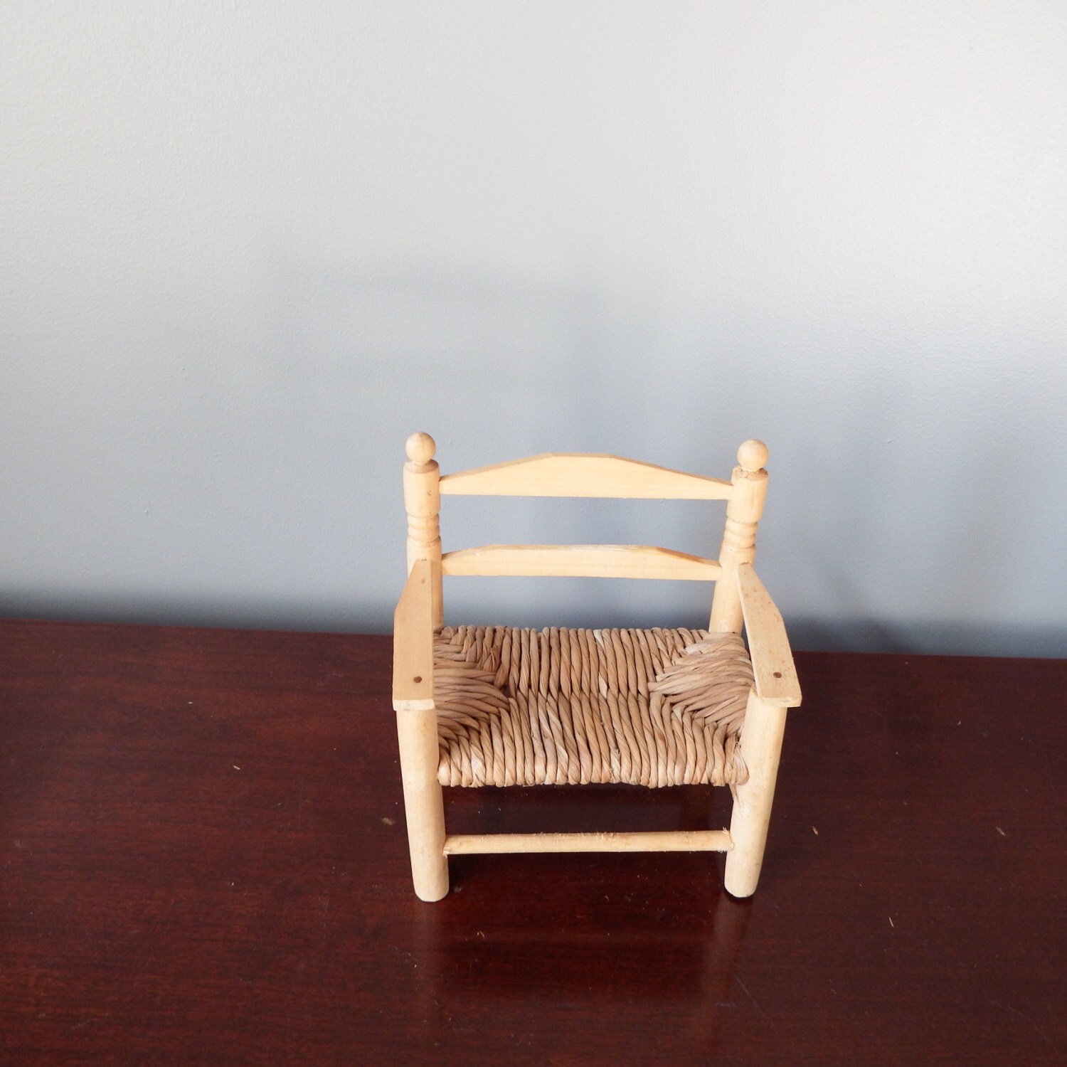 Doll Settee, Doll Rush Bottom Chair, Wood and Wicker Doll Chair, Barbie ...