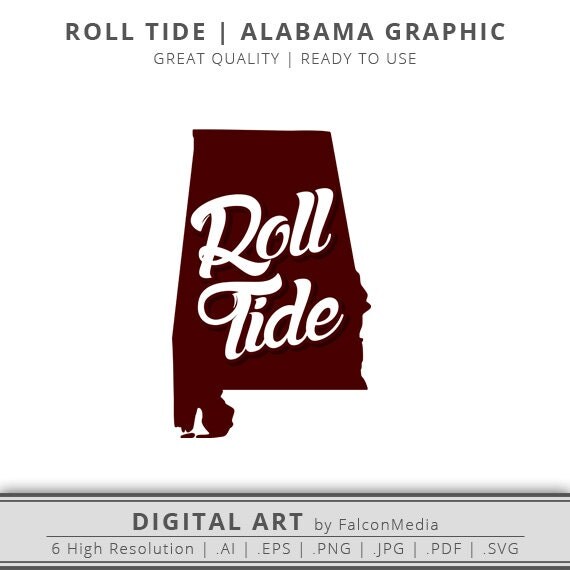 Roll Tide Alabama State Graphic Digital Download SVG