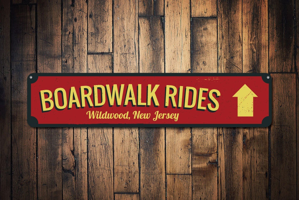 Boardwalk Rides Arrow Sign Personalized City State Boardwalk