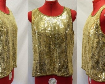Gold sequin top | Etsy