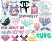 Tumblr stickers sets. Sheets or Mockup by BestStickersClub on Etsy