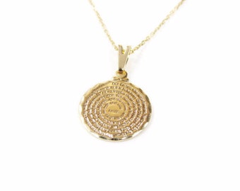 Gold crucifix necklace Our Father Prayer Pendant