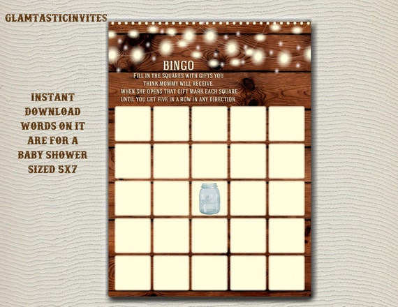 Bingo Baby Shower BINGO Rustic Bingo Rustic Baby Shower