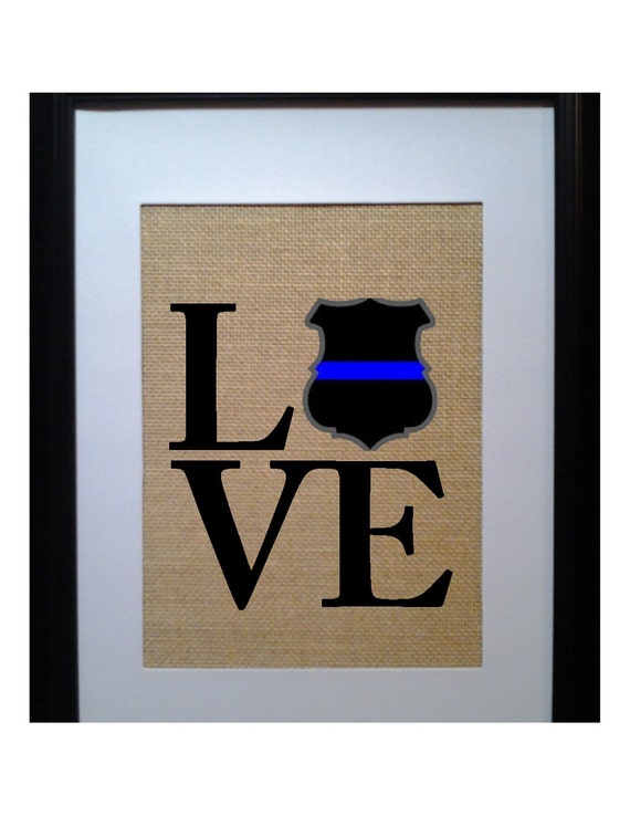 Police Office gift Love Police Officer Burlap by BeanTownBurlap