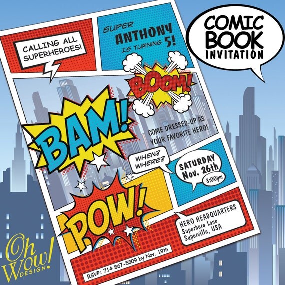 Comic Book Style Super Hero Theme Birthday Costume Party Comic Book Style Super Hero Theme Birthday Costume Party