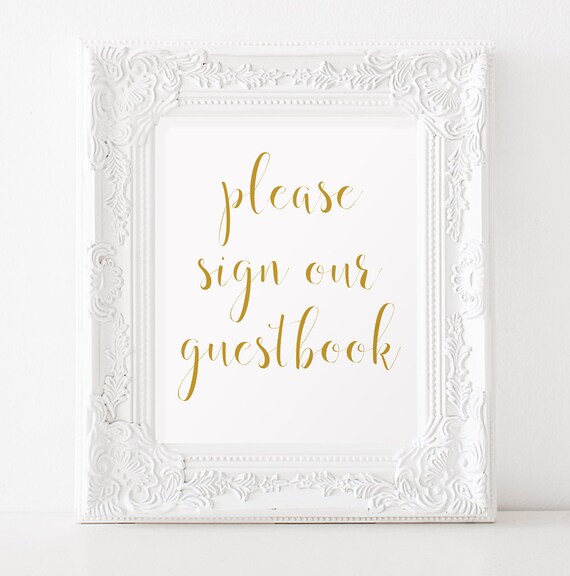 Items similar to Gold wedding decor Printable guestbook sign Gold ...