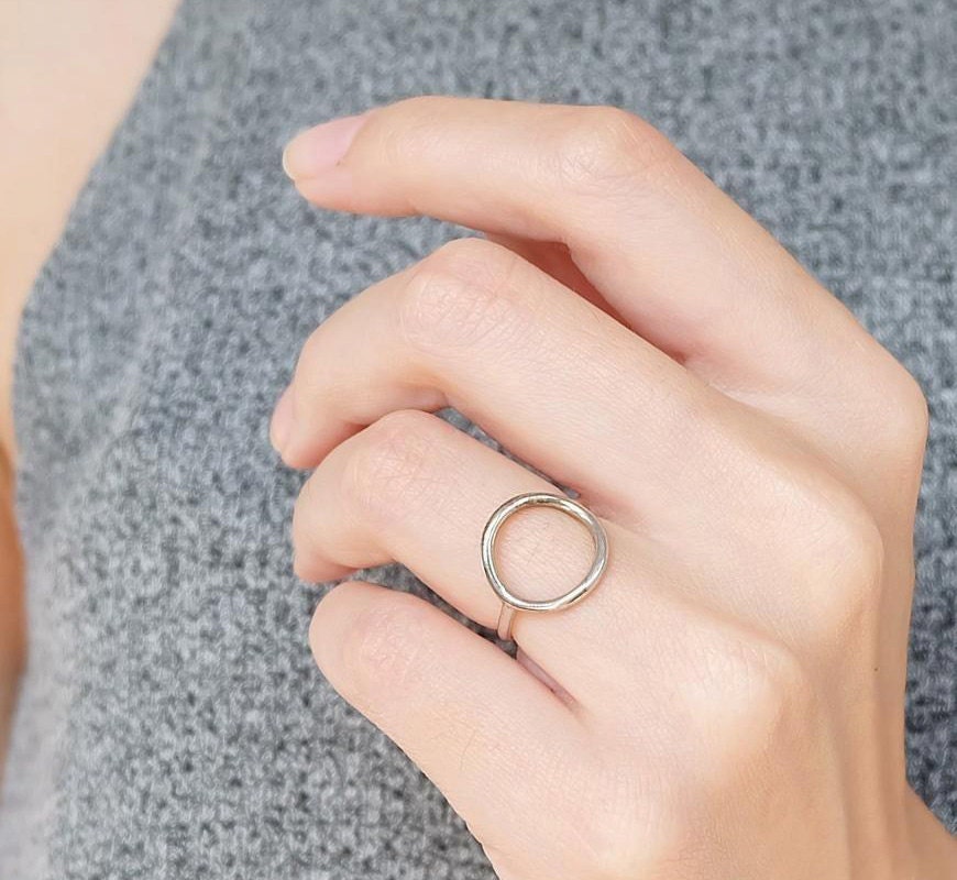open circle ring open circle ring silver circle by Lessaremore