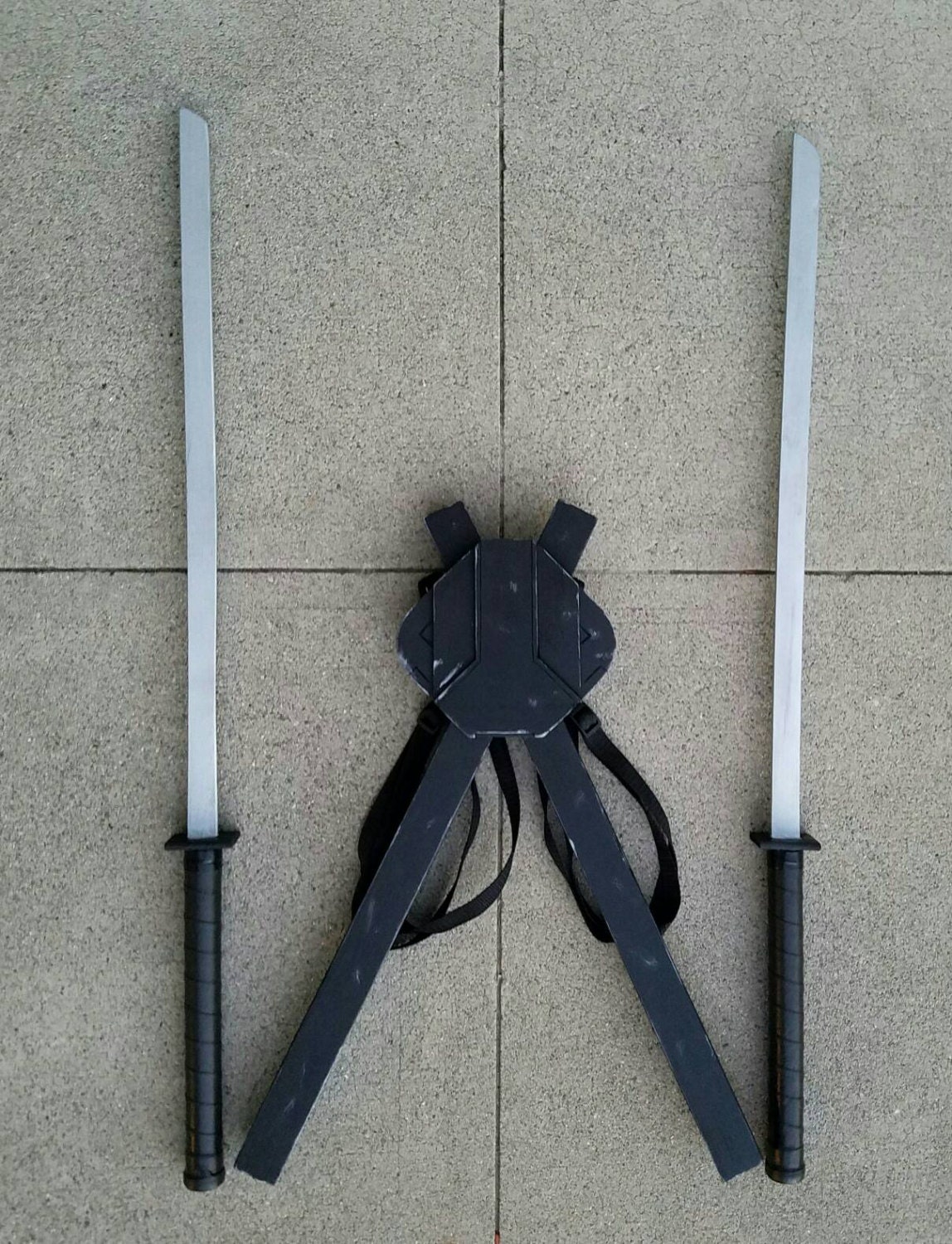 Handmade wooden Deadpool Swords and scabbard WITH battle