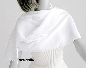 Large White Square Scarf Pure White Bridal Shawl Light Ivory