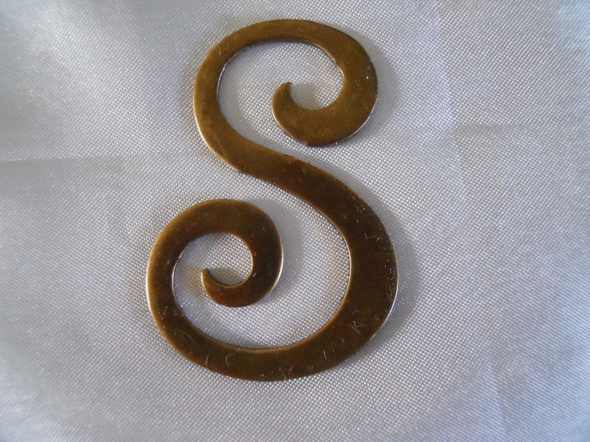 Vintage Brass Initial Monogram Letter S Stamping