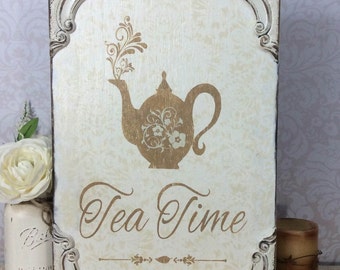 Tea time wood sign | Etsy