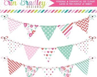 60% OFF SALE Bunting Digital Clipart Banner by ErinBradleyDesigns