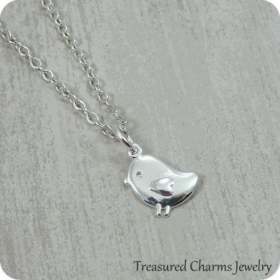 Baby Chick Necklace Silver Baby Chick Charm on a Silver Cable