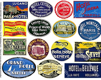 France Collection Hotel Luggage Labels 8 PRINTED Stickers