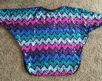 Rainbow sequin top | Etsy