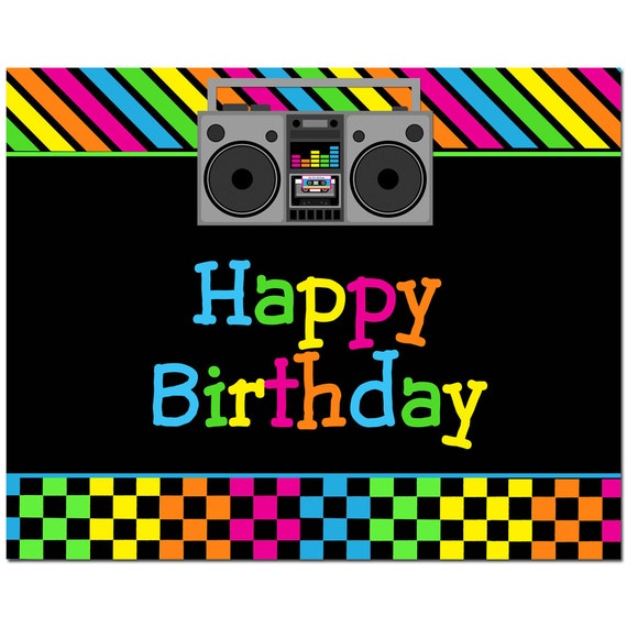 80 s Happy Birthday 8x10 Sign Printable Instant Download 80s 80 s Happy Birthday 8x10 Sign Printable Instant Download 80s