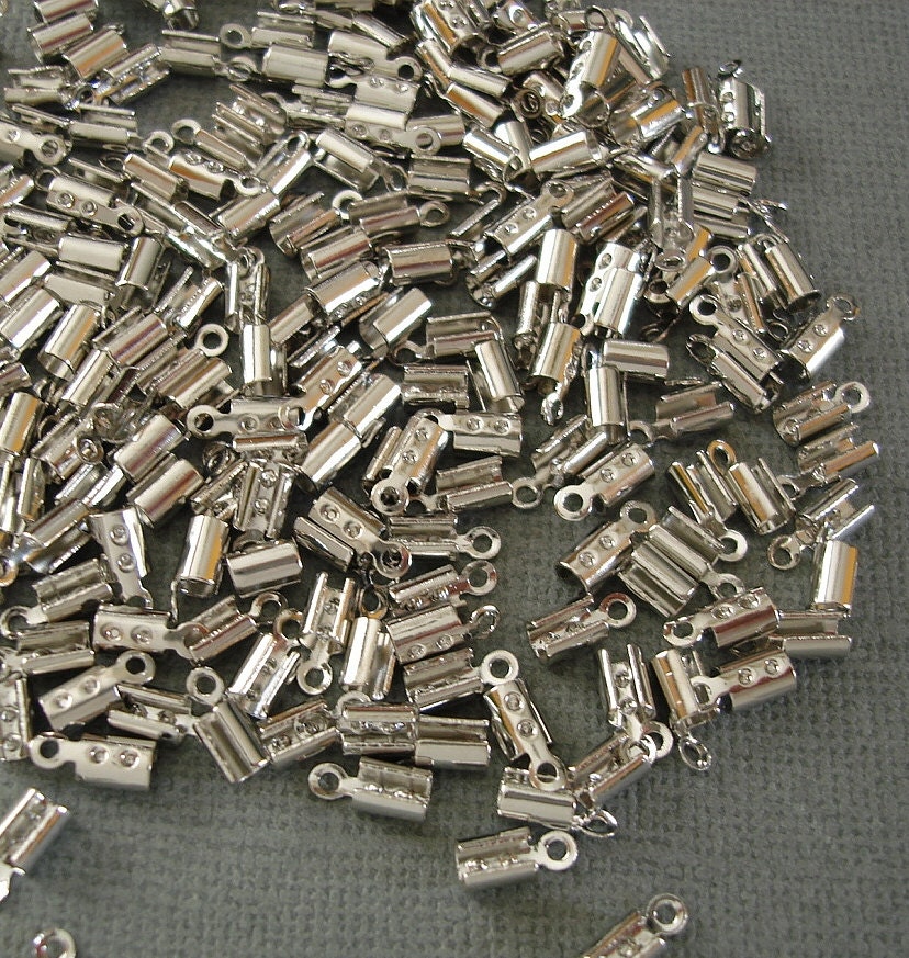 50pcs Rhodium Plated Brass Crimp Connector Crimp Bead Chain