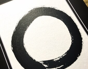 Items similar to Zen Circle - Framed Art Linocut Print- Ready to Hang ...