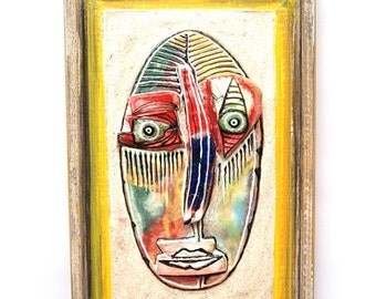 Wall art mask set of 3 Mixed media wall mask Original by 99heads