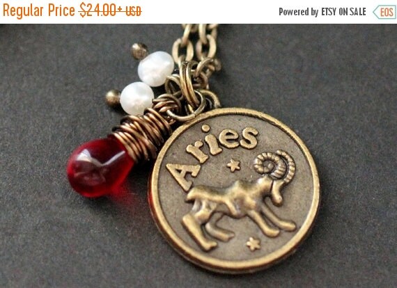 EASTER SALE Aries Necklace. Zodiac Necklace. by TheTeardropShop