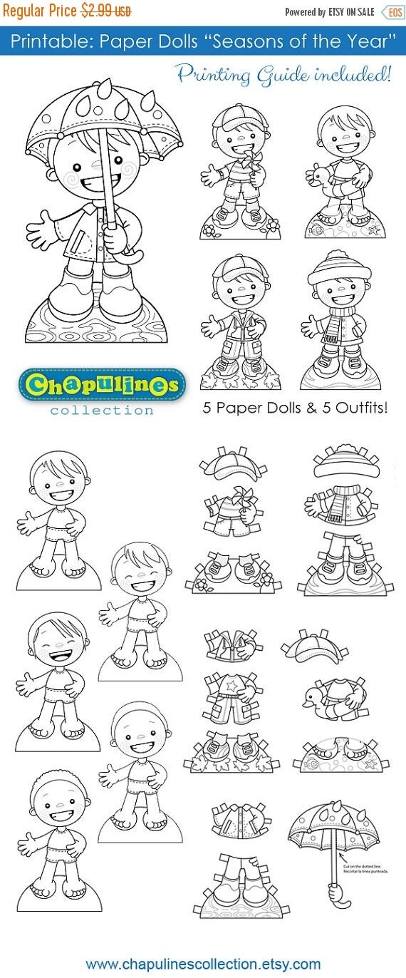 50% OFF Paper Dolls Printable Seasons of by ChapulinesCollection