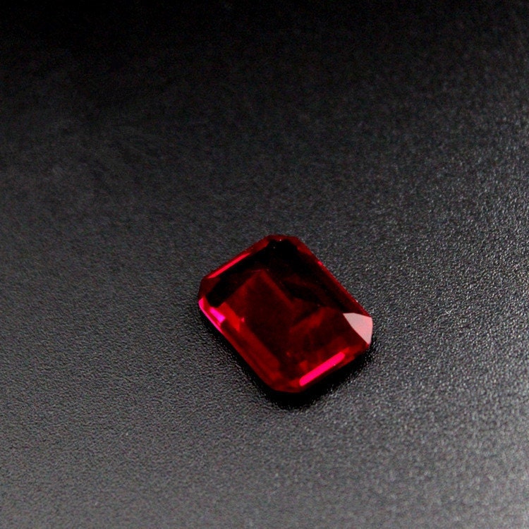 High Quality Ruby Rectangle Faceted Gemstone Emerald Cut Ruby