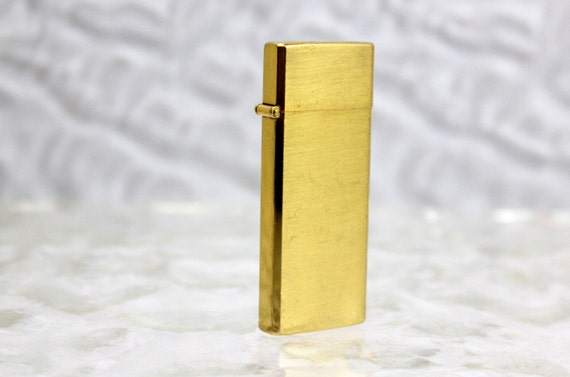 Vintage Lighter Slim Gold Cigarette Linbar Japan Flip-Top