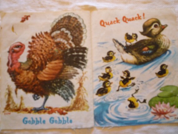 Vintage A Real Cloth Book Farm Animals 1956 Whitman Black