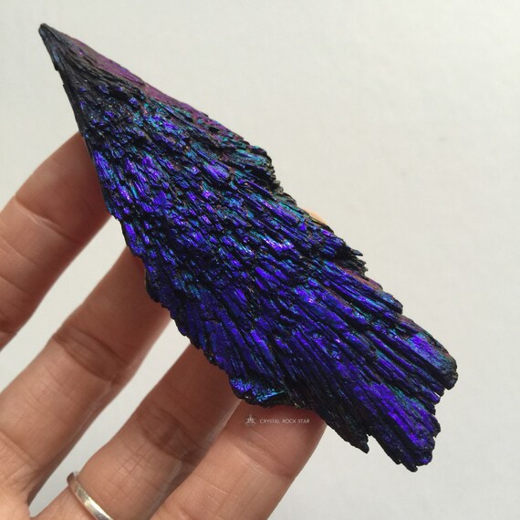 Purple Indigo Titanium Dichroic Black Kyanite Rainbow Aura