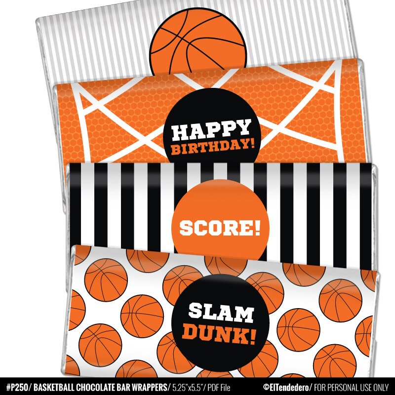 Basketball Chocolate Bar Wrappers. Birthday Chocolate Bar
