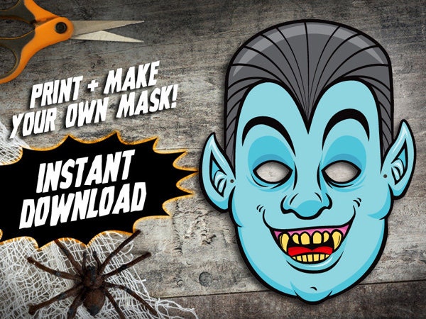 PRINTABLE Vampire Mask kids paper Dracula halloween mask