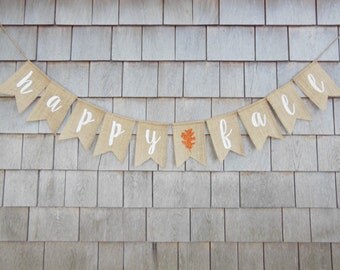 Happy Fall Burlap Banner Fall Bunting Fall Garland Happy