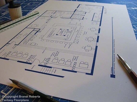 Cheers Pub TV Show Floor Plan Blueprint Poster Fictional