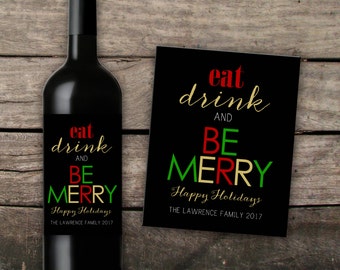 Items similar to Eat, Drink and Be Merry Tags. Christmas. Peppermint ...